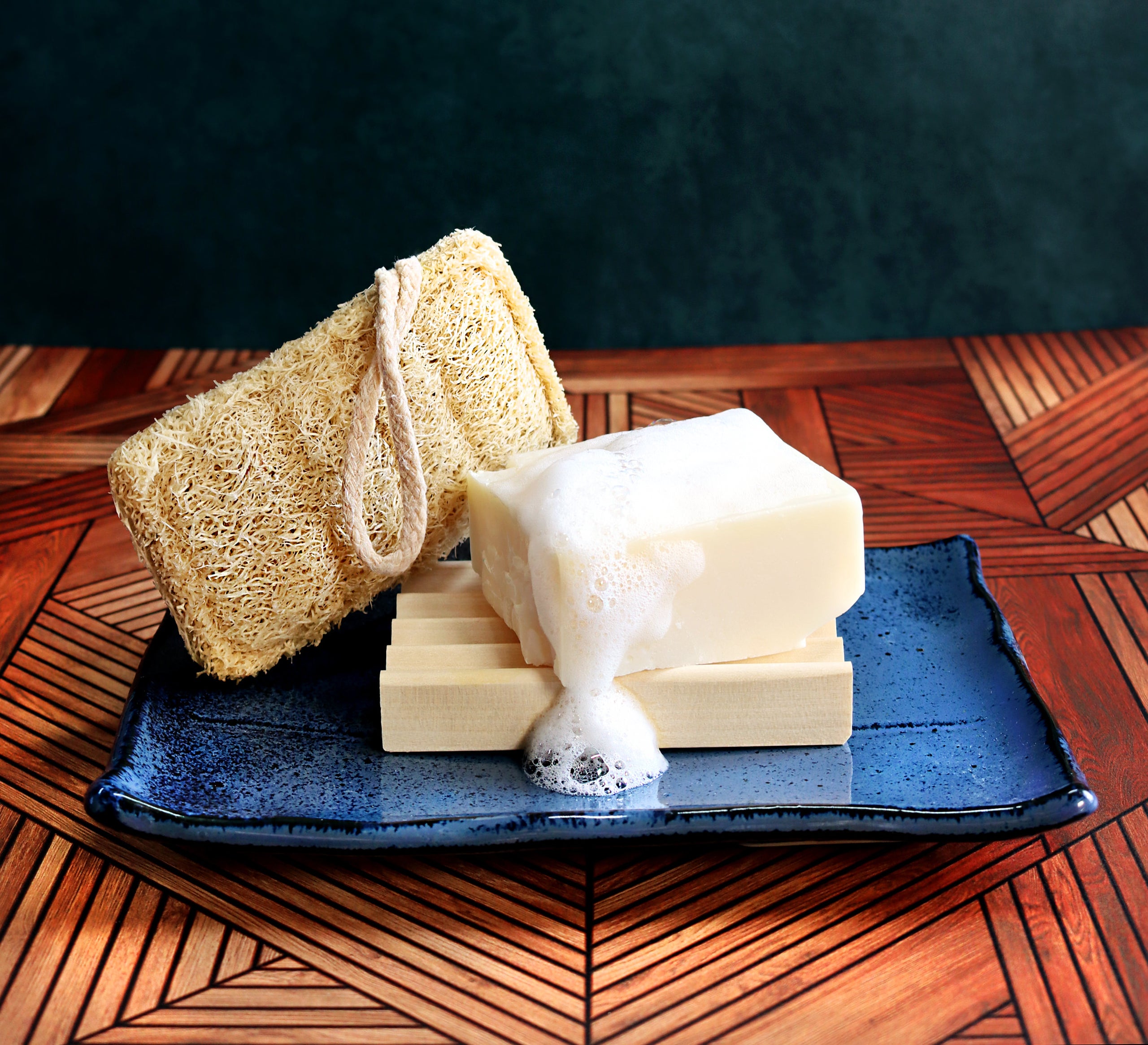 Eco Kitchen Set: Loofah Scrubber, Solid Coconut Dish Soap, Wooden Soap ...